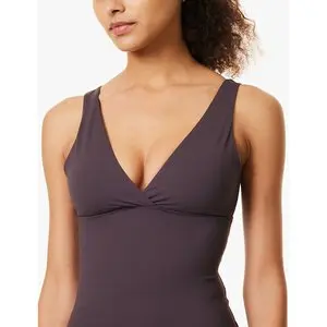 TALA Dayflex Support V-neck Stretch-nylon Top - Cool Espresso