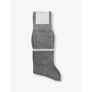 Falke Falke No 7 Ribbed Virgin Wool Socks 3388 Light Grey Melange