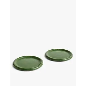 HAY Barro Round Terracotta Plates Set Of Two - Green