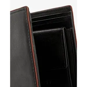 DENTS Brand-debossed Contrast-piped Grained-leather Bi-fold Wallet