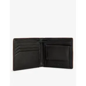 DENTS Brand-debossed Contrast-piped Grained-leather Bi-fold Wallet