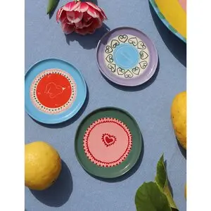 LAETITIA ROUGET Nos Amours Stoneware Jewellery Plates Set Of Three