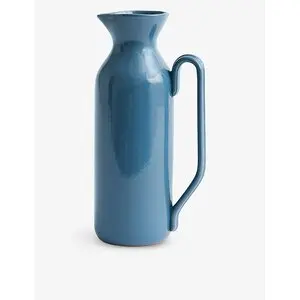 HAY Barro Sculptural-handle Terracotta Jug - Dark Blue