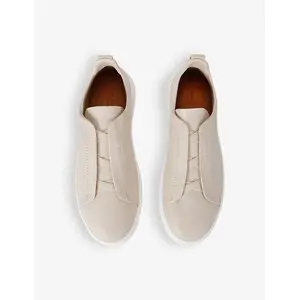 Zegna X3 Stitch Secondskin Cashmere Leather Low-top Trainers - Bone