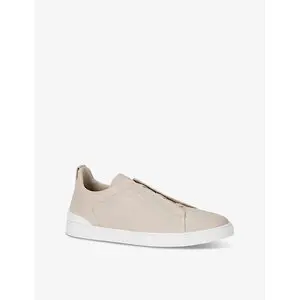 Zegna X3 Stitch Secondskin Cashmere Leather Low-top Trainers - Bone