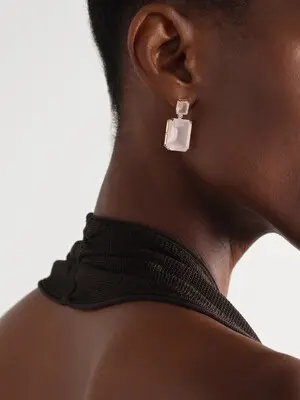 Mateo 14-karat Rose Quartz And Diamond Dangle Earrings