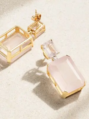 Mateo 14-karat Rose Quartz And Diamond Dangle Earrings