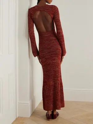 Escvdo Murga Open-back Pointelle And Ribbed-knit Alpaca Maxi Dress