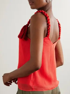 JW Anderson Tasseled Crepon Camisole - Red