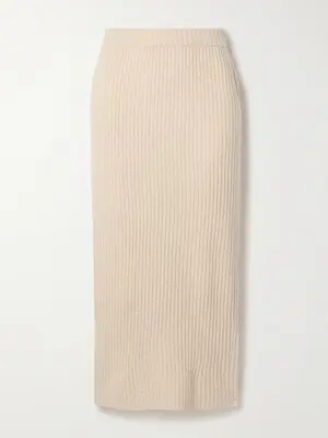 Co Ribbed Wool-blend Midi Skirt - Ivory