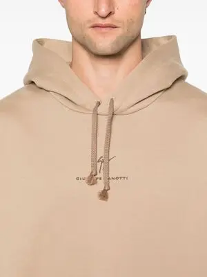 GIUSEPPE ZANOTTI Embroidered Logo Hoodie - Brown