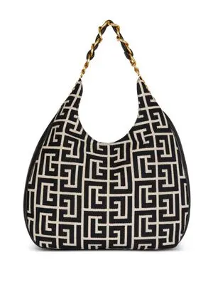 Balmain 1945 Soft Hobo Large Shoulder Bag - Black