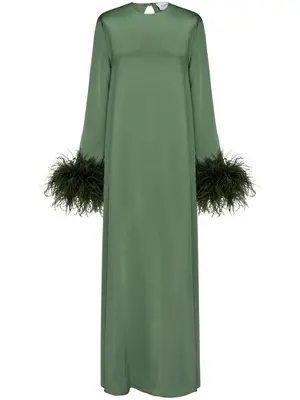 Sleeper Suzi Feather-detailed Maxi Dress - Green