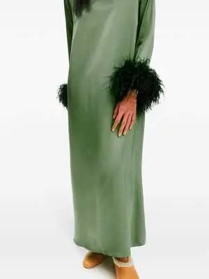 Sleeper Suzi Feather-detailed Maxi Dress - Green