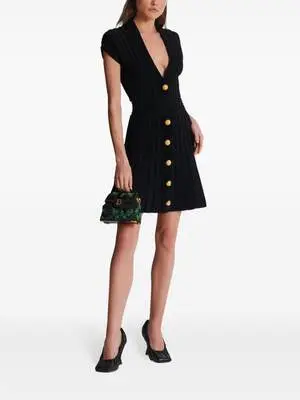 Balmain Buttoned Velvet Mini Dress - Black