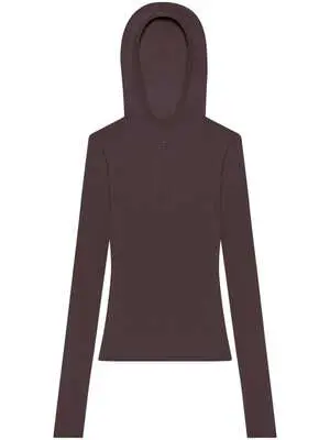 COURREGES Hooded Knitted Top - Brown