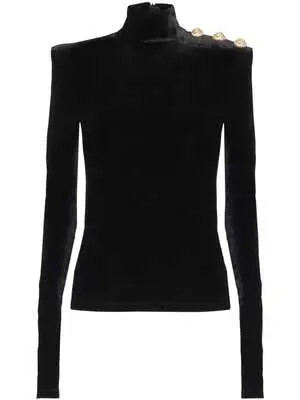 Balmain Long-sleeve Velvet Top