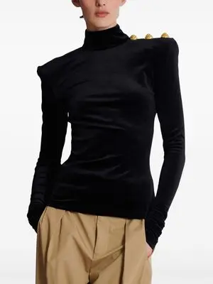 Balmain Long-sleeve Velvet Top