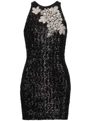 Balmain Grape-embellished Sequin Mini Dress - Black