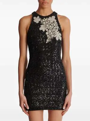 Balmain Grape-embellished Sequin Mini Dress