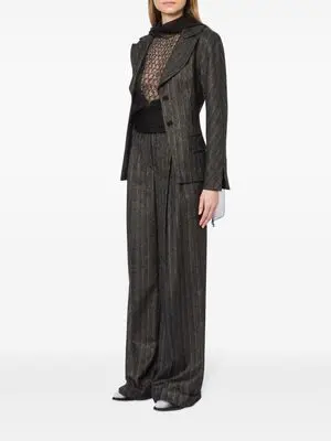 Alberta Ferretti Pinstriped Single-breasted Blazer - Grey