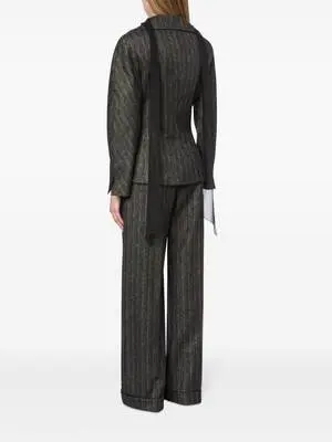 Alberta Ferretti Pinstriped Single-breasted Blazer - Grey