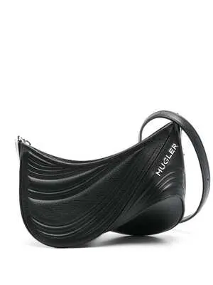 MUGLER Debossed Shoulder Bag - Black