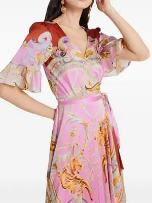 TEMPERLEY LONDON Carline-print Wrap Dress - Pink