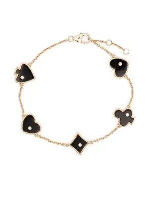 Yvonne Léon 9k Gold Casino Diamond And Onyx Bracelet