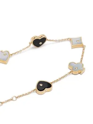 Yvonne Léon 9k Gold Casino Diamond And Onyx Bracelet