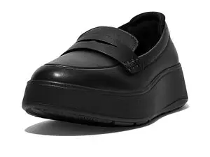 Fitflop F-mode Leather Flatform Penny Loafers - Black