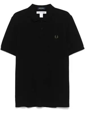 Comme Des Garçons X Fred Perry Slogan-print Polo Shirt - Black