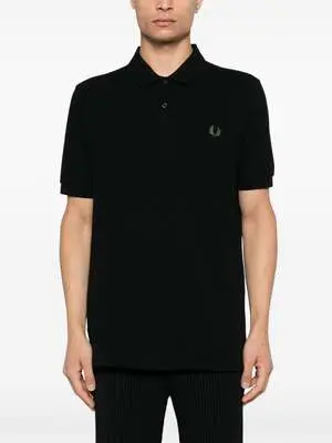 Comme Des Garçons X Fred Perry Slogan-print Polo Shirt - Black