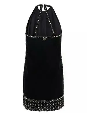 TWINSET Crystal-embroidered Velvet Mini Dress