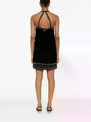 TWINSET Crystal-embroidered Velvet Mini Dress