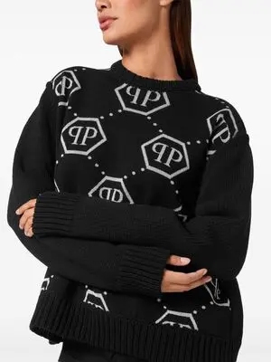 Philipp Plein Intarsia-knit Logo Jumper