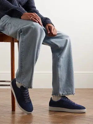 Mulo Waxed-suede Sneakers - Blue