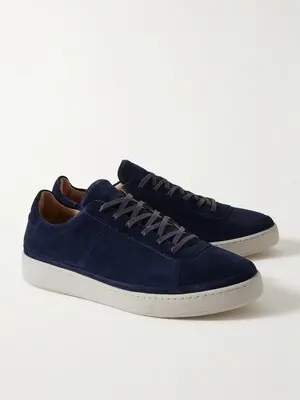Mulo Waxed-suede Sneakers - Blue