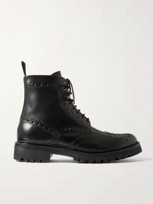 Grenson Fred Leather Brogue Boots - Black