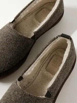 Mulo Shearling-lined Wool Loafers - Brown