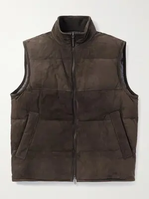 Zegna Quilted Suede Down Gilet