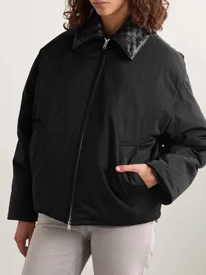 Bottega Veneta Intrecciato Leather-trimmed Down Jacket - Black
