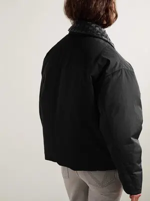 Bottega Veneta Intrecciato Leather-trimmed Down Jacket - Black