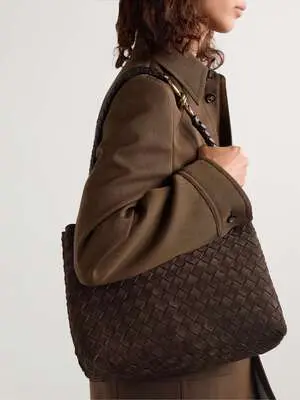 Bottega Veneta Andiamo Medium Intrecciato Suede Tote