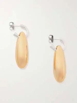 Bottega Veneta Plated And Silver Drop Hoop Earrings - Gold