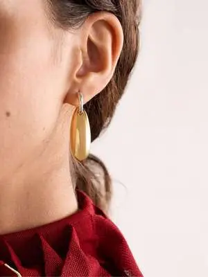 Bottega Veneta Plated And Silver Drop Hoop Earrings - Gold