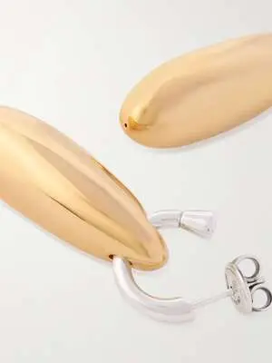 Bottega Veneta Plated And Silver Drop Hoop Earrings - Gold