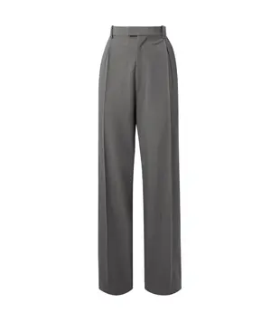 Bottega Veneta Pleated Wool-blend Straight-leg Trousers - Gray