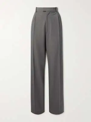 Bottega Veneta Pleated Wool-blend Straight-leg Trousers