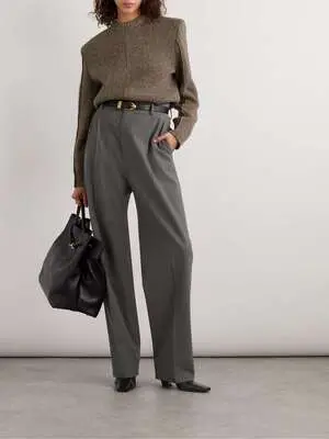 Bottega Veneta Pleated Wool-blend Straight-leg Trousers